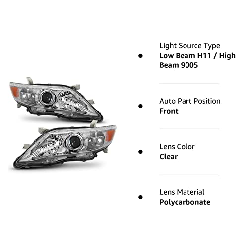 ACANII - For Replacement US Built Model 2010-2011 Toyota Camry Projector Headlights Headlamps Driver + Passenger Side