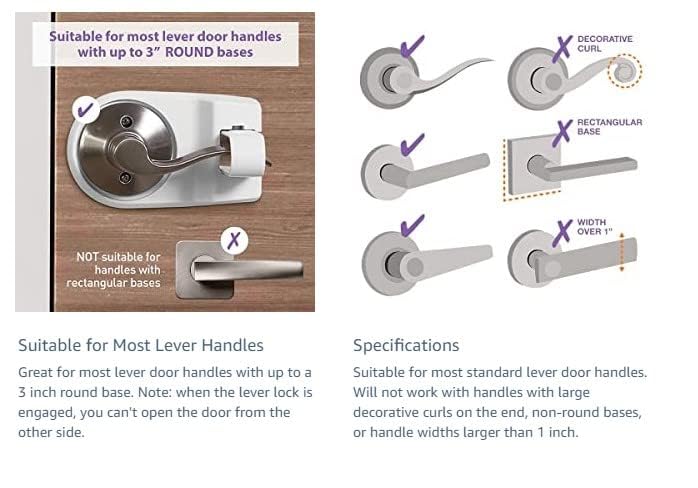 Little Chicks Baby Safety Lever Door Handle Lock - Firm & Strong Hold - Non-Adhesive - Suitable for Door Handles with 3 inches Diameter - 3 Pack - Model CK028