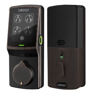 lockly secure plus deadbolt | bluetooth digital door lock, fingerprint scanner, touchscreen keypad, app control, auto lock, keyless entry door lock (pgd728fmb, venetian bronze)