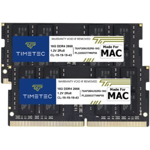 timetec 32gb kit(2x16gb) compatible for apple ddr4 2666mhz / 2667mhz for mid 2020 imac (20,1/20,2) / mid 2019 imac (19,1) 27-inch w/retina 5k, late 2018 mac mini (8,1) pc4-21333 /pc4-21300 mac ram