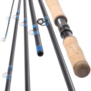 14' spey fly fishing rod 6 sections 14ft 9/10 spey rod carbon fiber blanks two handed handle cork grip