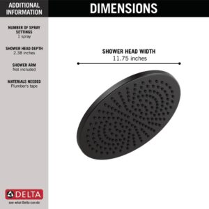 Delta Faucet Single-Spray Raincan Shower Head, Black Shower Head, Rainfall Shower Head, Round Shower Head, Metal Shower Head, 2.5 GPM Flow Rate, Matte Black 52158-BL25