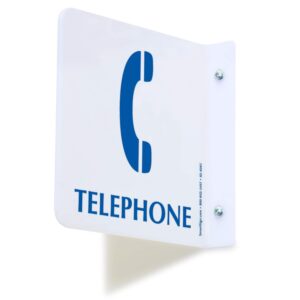 smartsign telephone projecting sign, pre-drilled with holes, polished edges, highly visible | 6" x 6" acrylic corridor signs