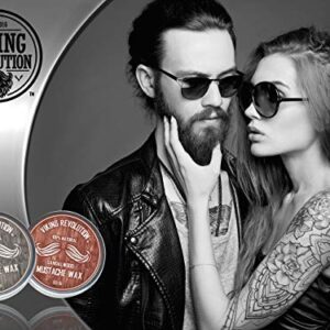 Viking Revolution Mustache Wax 2 Pack - Beard & Moustache Wax for Men - Strong Hold Helps Train Tame & Style (Citrus & Sandalwood, 2 pack)