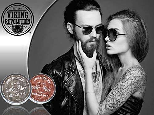 Viking Revolution Mustache Wax 2 Pack - Beard & Moustache Wax for Men - Strong Hold Helps Train Tame & Style (Citrus & Sandalwood, 2 pack)