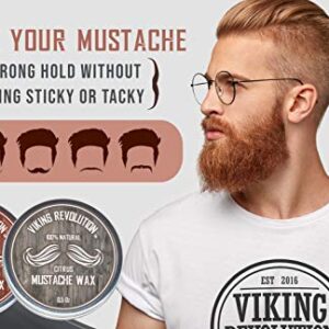 Viking Revolution Mustache Wax 2 Pack - Beard & Moustache Wax for Men - Strong Hold Helps Train Tame & Style (Citrus & Sandalwood, 2 pack)