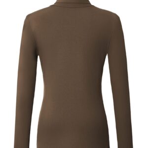 Urban CoCo Women's Turtleneck Slim Fitted Long Sleeve Sweatshirt Active Base Layer Tops Shirts (XL, Coffee)