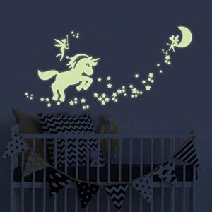 benbo wall decals glow in dark cute horse stars fairytale fairy wall stickers diy kids girls bedroom home nursery room wall mural decor