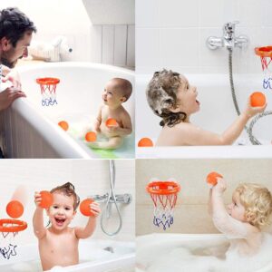 ENTHUR Bath Toy Fun Basketball Hoop & Balls Set for Boys and Girls Kid & Toddler Bath Toys Gift Set 3 Balls Included