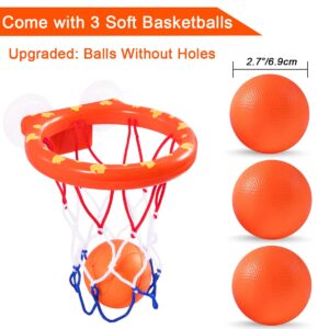 ENTHUR Bath Toy Fun Basketball Hoop & Balls Set for Boys and Girls Kid & Toddler Bath Toys Gift Set 3 Balls Included