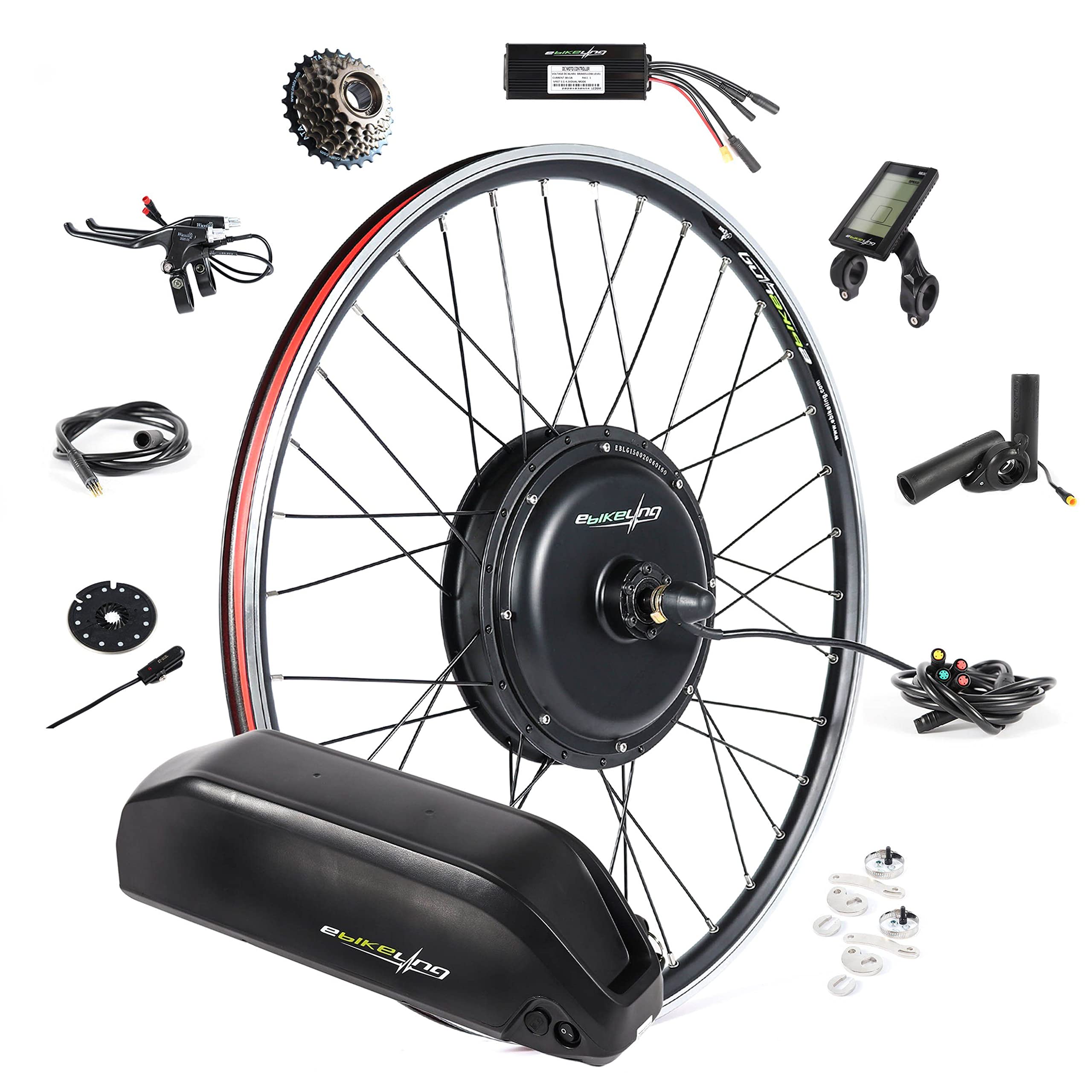 EBIKELING Waterproof Ebike Conversion Kit with Battery Direct Drive 700C Front or Rear Wheel Electric Bike Conversion Kit Ebike Battery & Charger Included 1500W 1200W Electric Bike for Adults