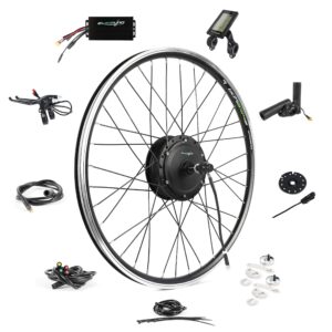 ebikeling waterproof ebike conversion kit for electric bike 26" front or rear wheel electric bicycle hub motor kit, 500w, front/lcd/thumb