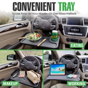 lebogner Steering Wheel Tray, Car Tray for Eating, Hook On Steering Wheel Desk for Food, Laptop and Car Accessories, Car Road Trip Must Haves Gadgets Car Table