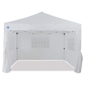 z shade venture 12 x 10 foot lawn garden event outdoor pop up canopy gazebo portable shelter tent with walls and windows, white