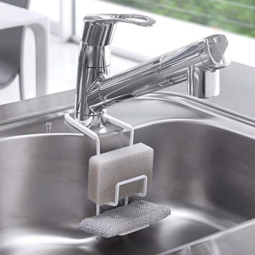 YAMAZAKI home Tower Faucet-Hanging Sponge Holder Double, White