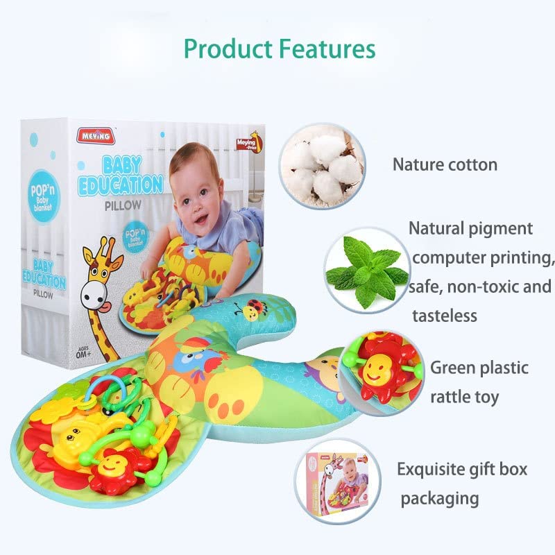 Chanys Tummy Time Toys & Pillow Set Adorable Essentials for Babies 0-6 Months - Perfect Baby Play Mat for Boys and Girls