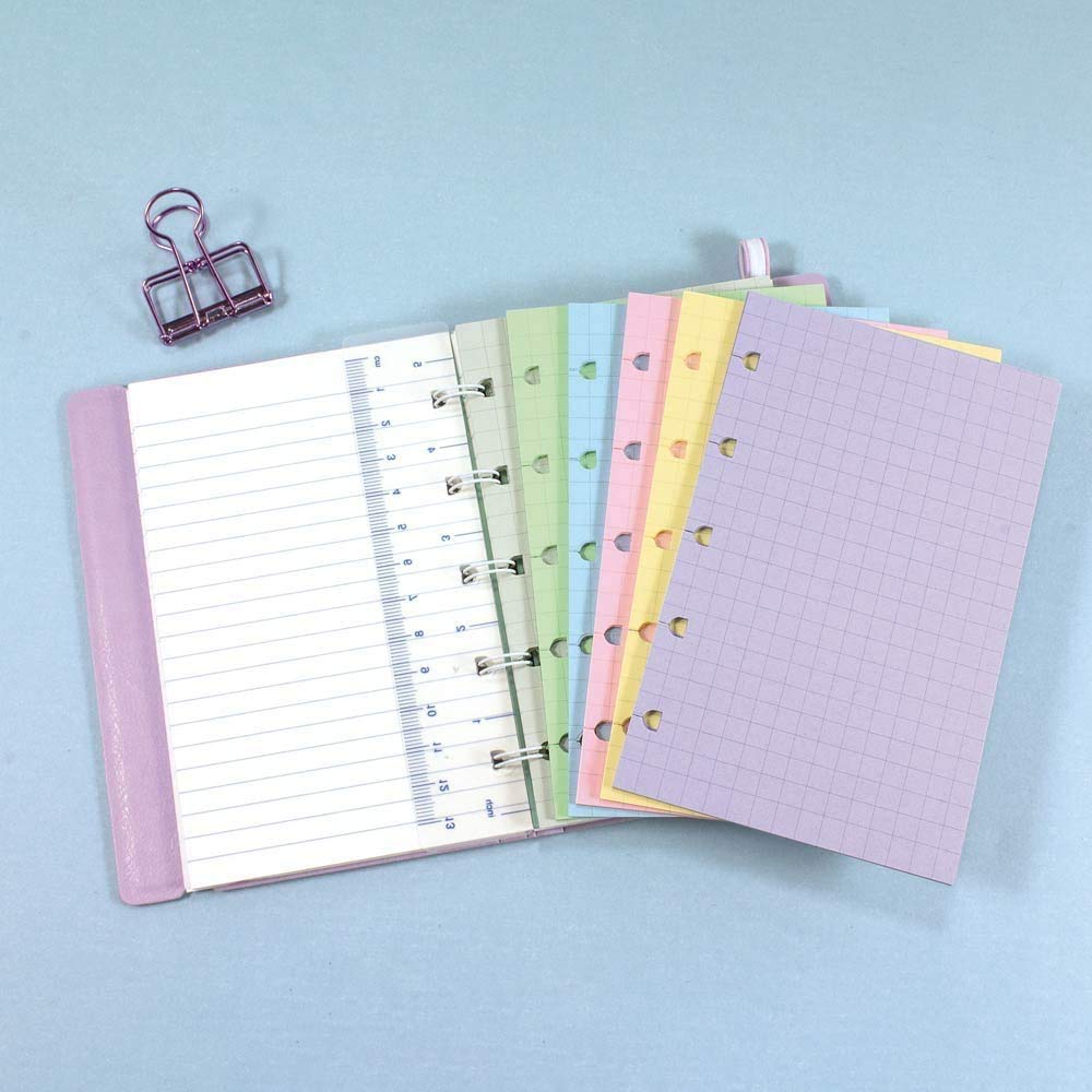 Filofax B122019, Notebook Refill, Pocket Size, Pastel colors, Squared Paper