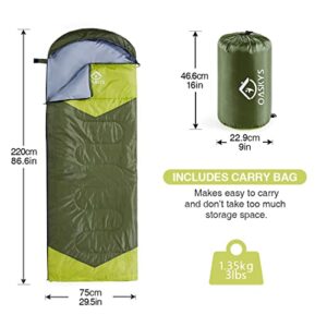 oaskys Camping Sleeping Bag - 3 Season Warm & Cool Weather - Summer Spring Fall Lightweight Waterproof for Adults Kids - Camping Gear Equipment, Traveling, and Outdoors