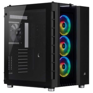 corsair crystal series 680x rgb high airflow tempered glass atx smart case, black