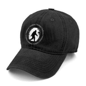 unisex ufo bigfoot denim hat adjustable washed dyed cotton dad baseball caps (one size, black - bigfoot i believe)