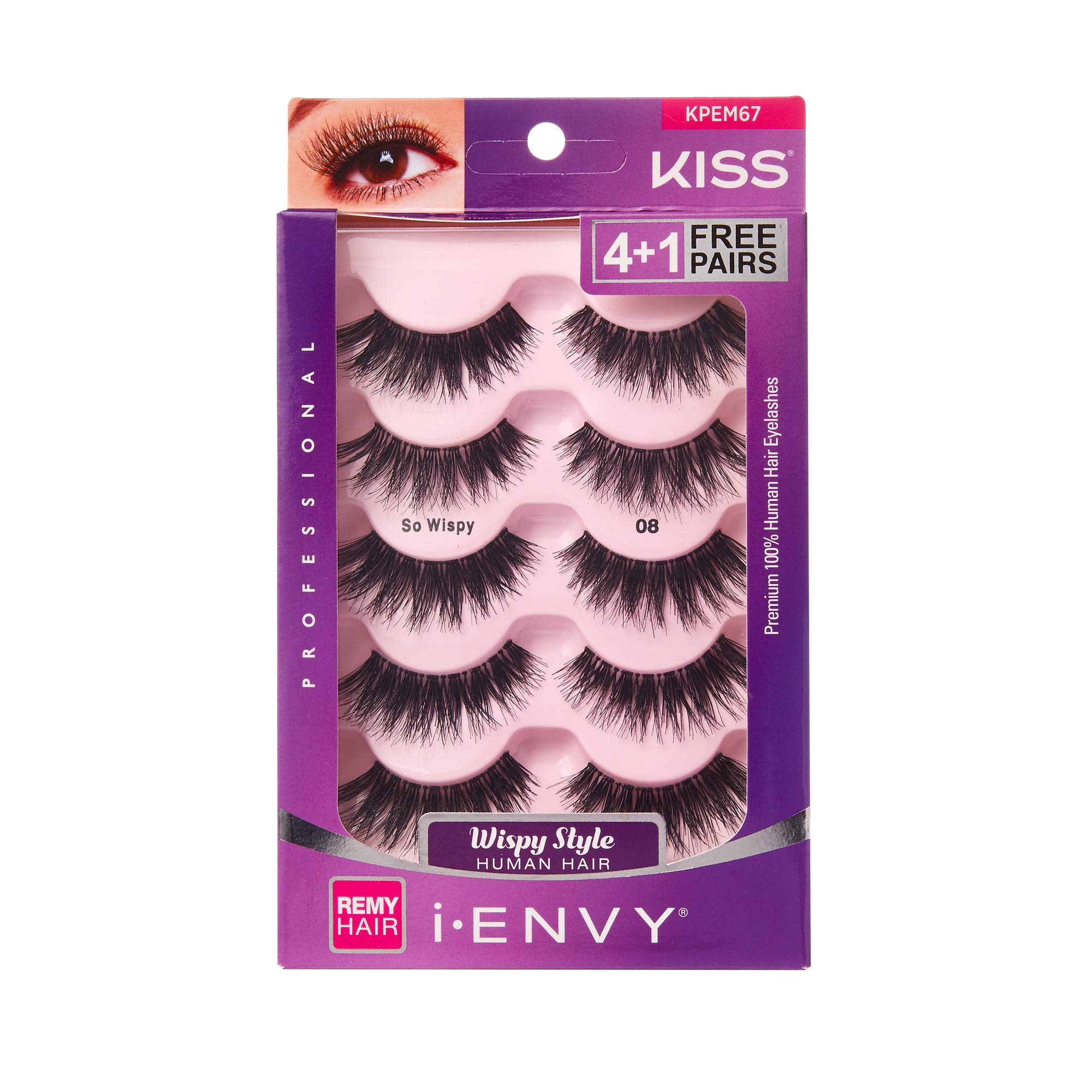 i-ENVY So Wispy Multi Pack - Made with Premium Natural Hair, Dramatic Volume & Curl, Contact Lens Safe, Reusable, Natural Look, 5 Pairs (1 Pack)