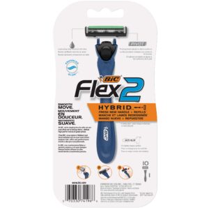 BIC® Flex2™ Hybrid Disposable Razor, Blue, 10 Pack