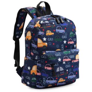 zicac children's cute canvas backpack toddler backpack (m, blue car)