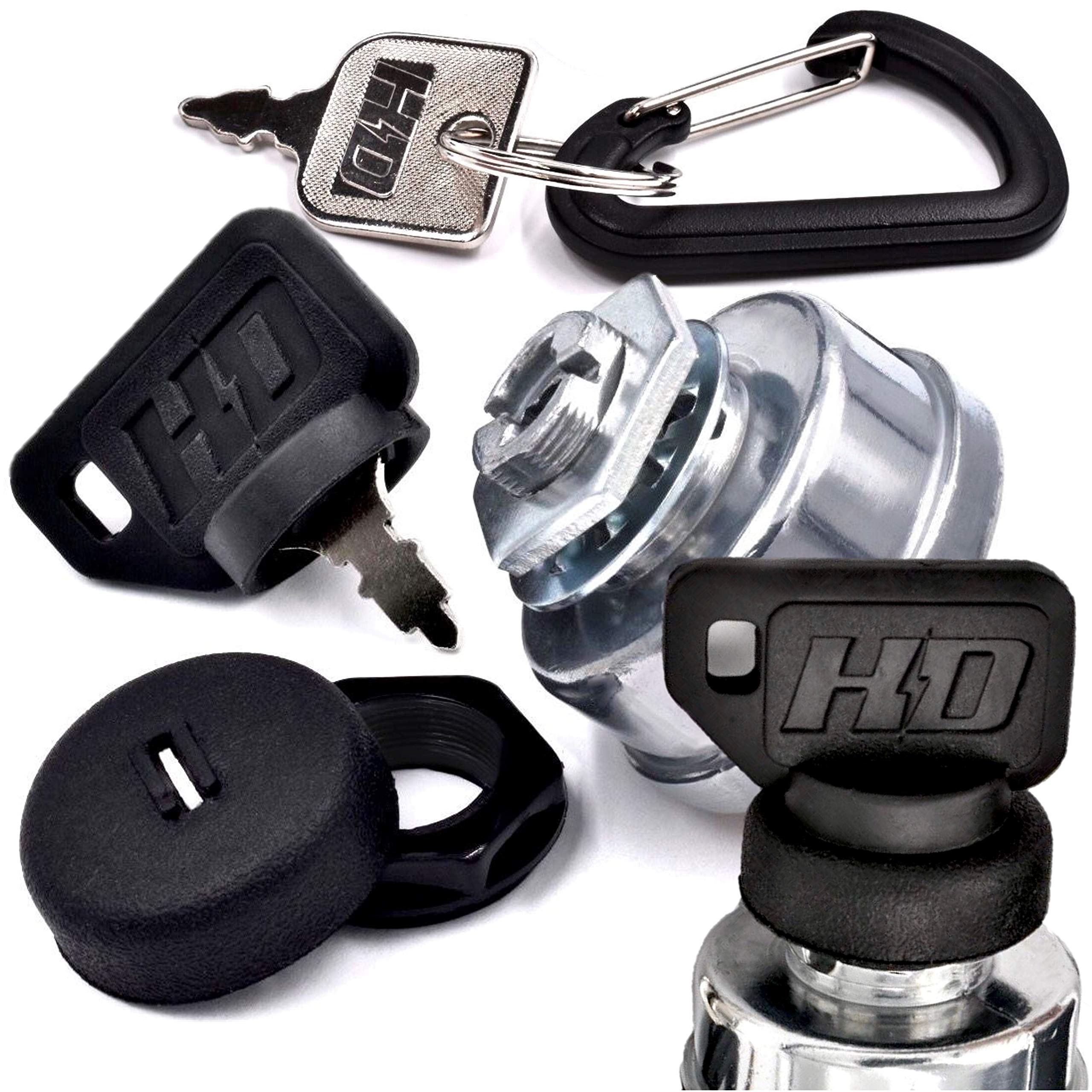 HD Switch Starter Ignition Switch fits Exmark 109-4736 Toro 104-2541 103-0206 88-9830 Wheel Horse Lawn Mower Dual Dust Protection System w/ 2 Keys & Free Carabiner