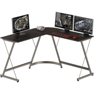 shw l-shaped computer gaming desk, espresso