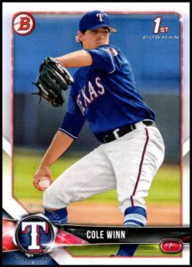 2018 bowman draft #bd-173 cole winn rc rookie texas rangers mlb baseball trading card