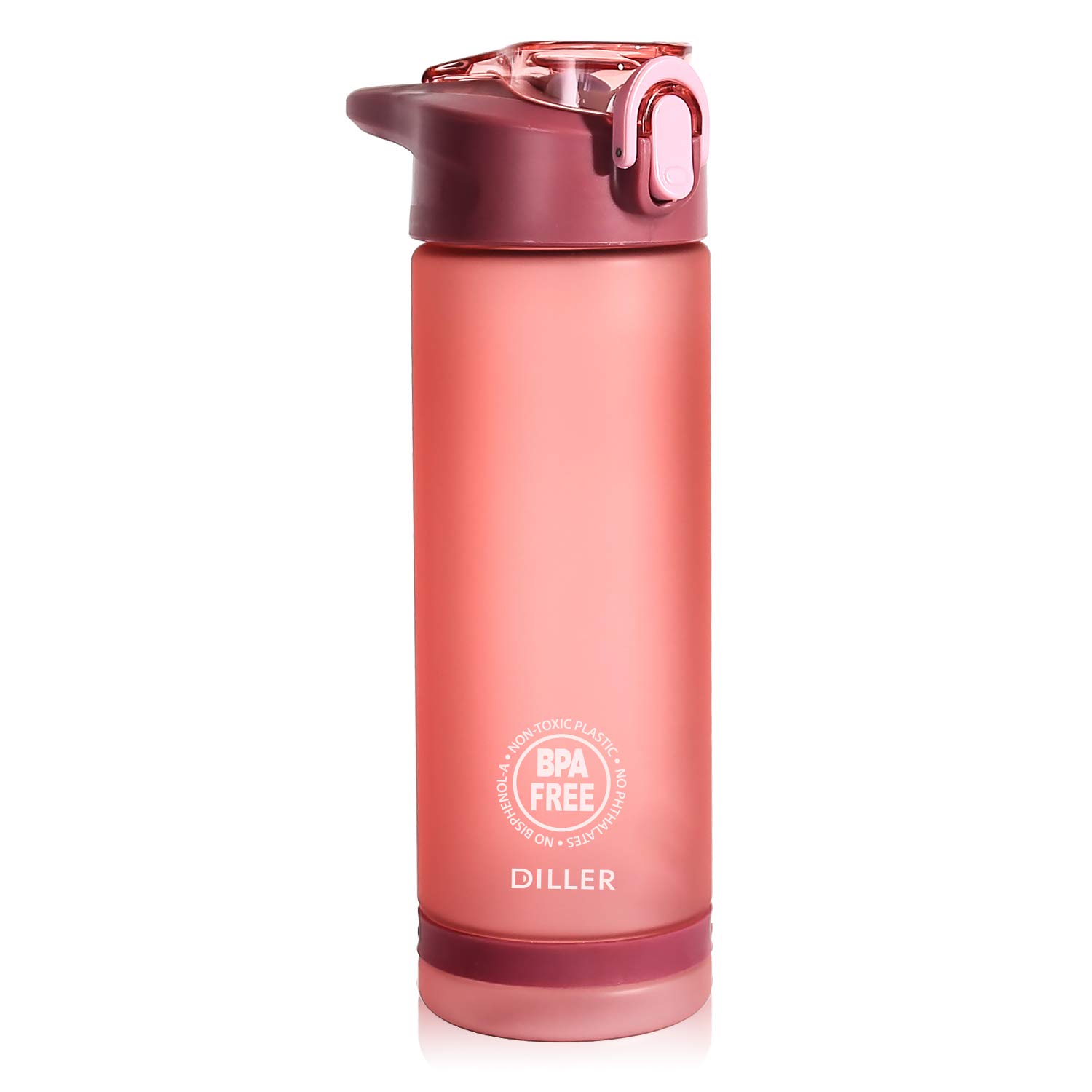 Diller Water Bottle with Straw - 25 Oz US Tritan BPA Free Sport Water Bottle with Flip-Flop Lid (pink)