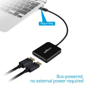 gofanco 4K 30Hz USB-C MST Hub with 2 DisplayPort Displays – USBC to Dual DisplayPort Displays, Extended Display, Thunderbolt 3 & 4 Compatible, Windows Only, No macOS, DP Alternate Mode (USBCMST2DP)