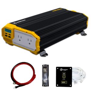 krieger 2000 watts power inverter 12v to 110v, modified sine wave car inverter, dual 110 volt ac outlets, dc to ac converter with installation kit included - etl approved to ul and csa standards