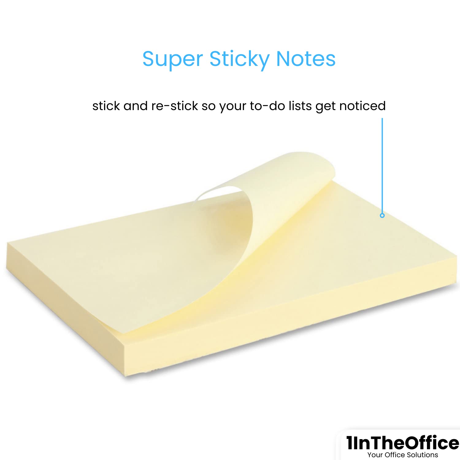 1InTheOffice Yellow Sticky Notes 3x5 Unlined, Self Stick Note Pads,100-Sheet, 18/Pack