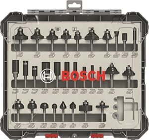 bosch professional 2607017474 30-piece set wood router bit set for 6mm shank router