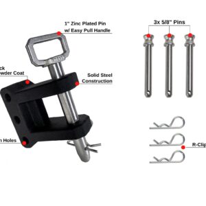 BulletProof Hitches™ 2-Tang Clevis with 1" Pin for Towing with Drawbar Systems, Pintle Systems, Farm Equipment (Rated 20,000 lbs)