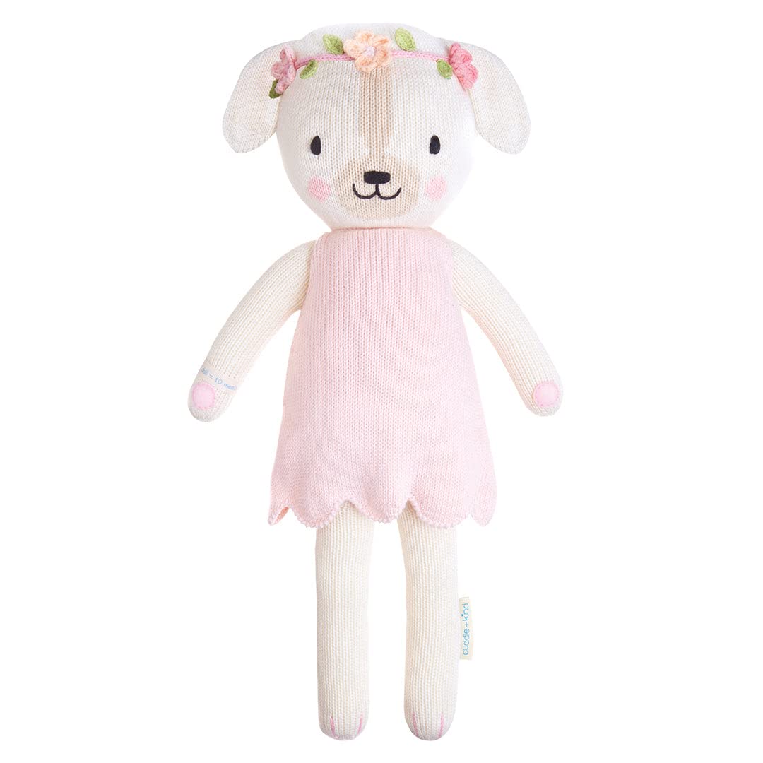 cuddle + kind Charlotte The Dog Regular 20" Hand-knit Doll – 1 Doll = 10 Meals, Fair Trade, Heirloom Quality, Handcrafted in Peru, 100% Cotton Yarn