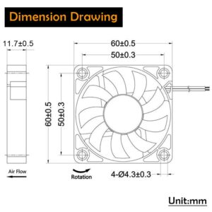 GDSTIME 24V 60mm Fan 60x60x10mm Dc Brushless Computer Case Fan 2Pin