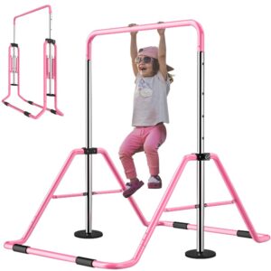 slsy gymnastics bars kids kip training bars for home, folding horizontal bars with adjustable height, practice bar gymnastic for kids, child, girls, boys (pink pro)