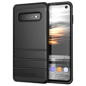 s10 case, crave strong guard heavy-duty protection series case for samsung galaxy s10 - black