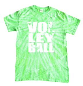 volleyball tie dye t-shirt stacked logo (lime, yl)