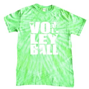 Volleyball Tie Dye T-Shirt Stacked Logo (Lime, YL)