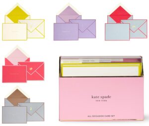 kate spade new york all occasion card set of 15 with blank interior and lined envelopes, colorblock