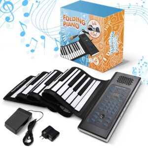 roll up piano folding portable keyboard with pedal | 61keys | music gifts for women men girl boys kids | educational toys gift set | digital beginner piano