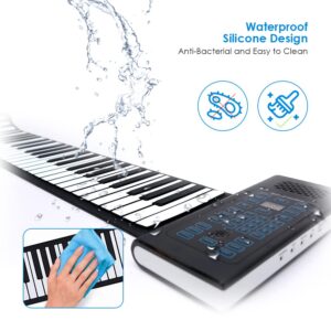 Roll Up Piano Folding Portable Keyboard With Pedal | 61Keys | Music Gifts for Women Men Girl Boys Kids | Educational Toys Gift Set | Digital Beginner Piano