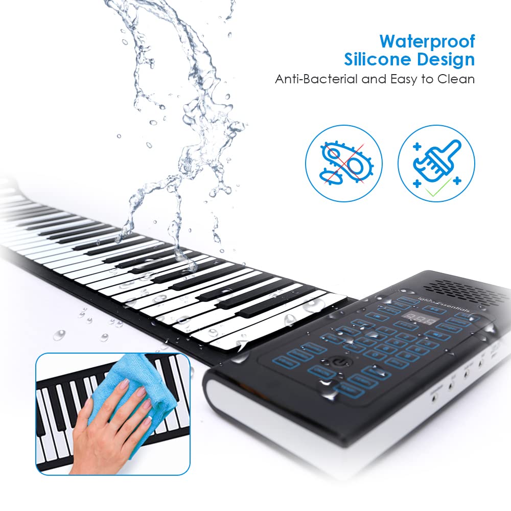 Roll Up Piano Folding Portable Keyboard With Pedal | 61Keys | Music Gifts for Women Men Girl Boys Kids | Educational Toys Gift Set | Digital Beginner Piano