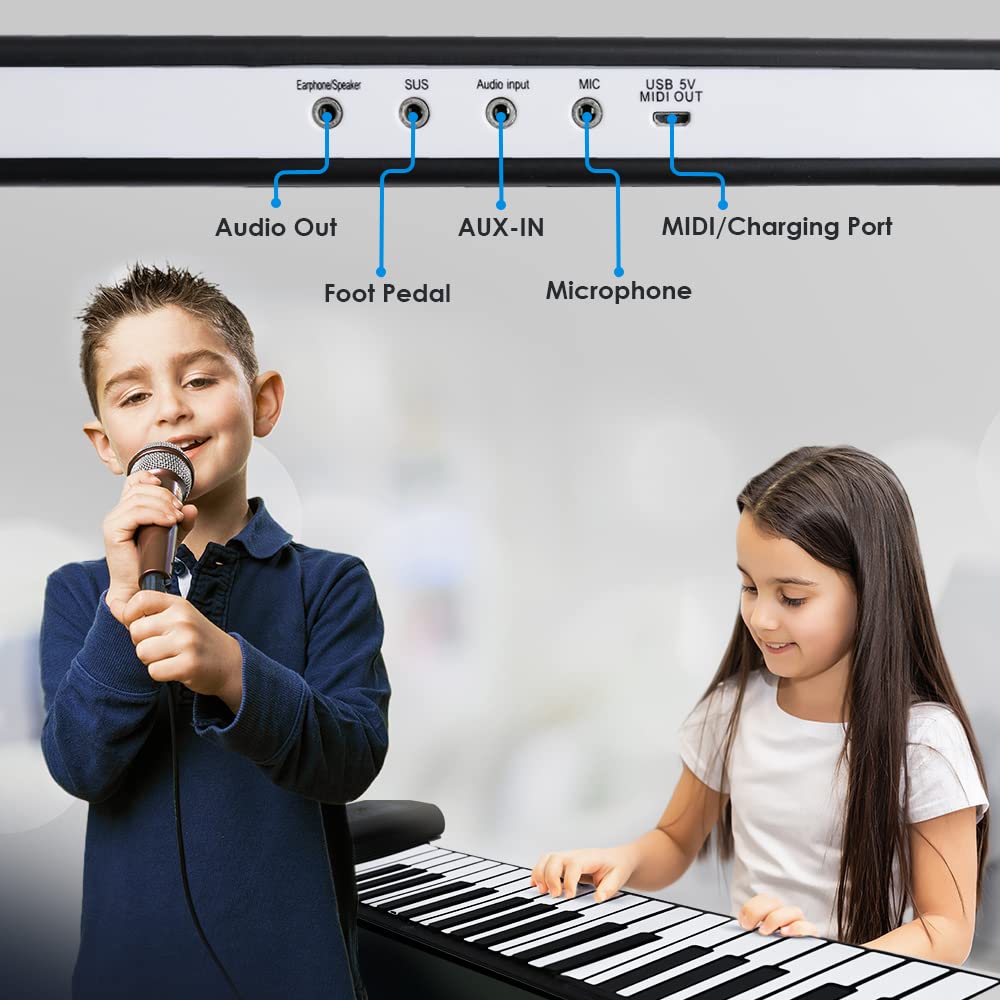 Roll Up Piano Folding Portable Keyboard With Pedal | 61Keys | Music Gifts for Women Men Girl Boys Kids | Educational Toys Gift Set | Digital Beginner Piano