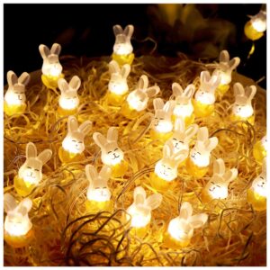 cute rabbit string lights bunny fairy lights 10ft 30 led battery warm white night light waterproof outdoor indoor room bedroom wall home décor wedding birthday party garden decoration