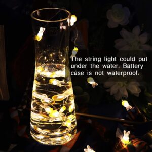 Cute Rabbit String Lights Bunny Fairy Lights 10FT 30 LED Battery Warm White Night Light Waterproof Outdoor Indoor Room Bedroom Wall Home Décor Wedding Birthday Party Garden Decoration