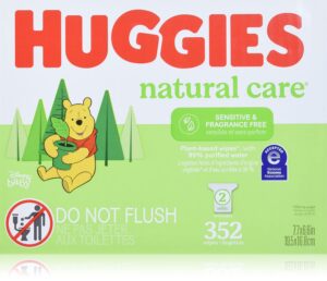 huggies natural care unscented baby wipes, sensitive, 2 refill packs (352 total wipes)